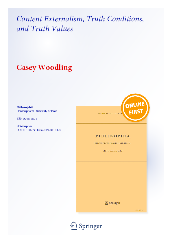 (PDF) Content Externalism, Truth Conditions, and Truth Values (in ...