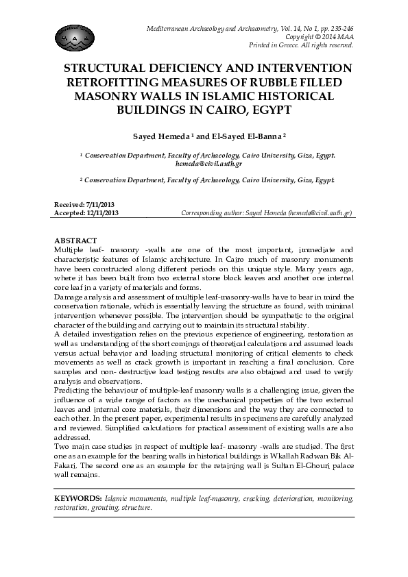 (PDF) STRUCTURAL DEFICIENCY AND INTERVENTION RETROFITTING MEASURES OF ...