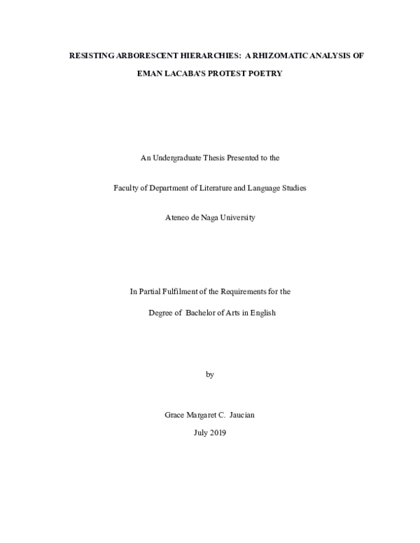(PDF) RESISTING ARBORESCENT HIERARCHIES: A RHIZOMATIC ANALYSIS OF EMAN ...