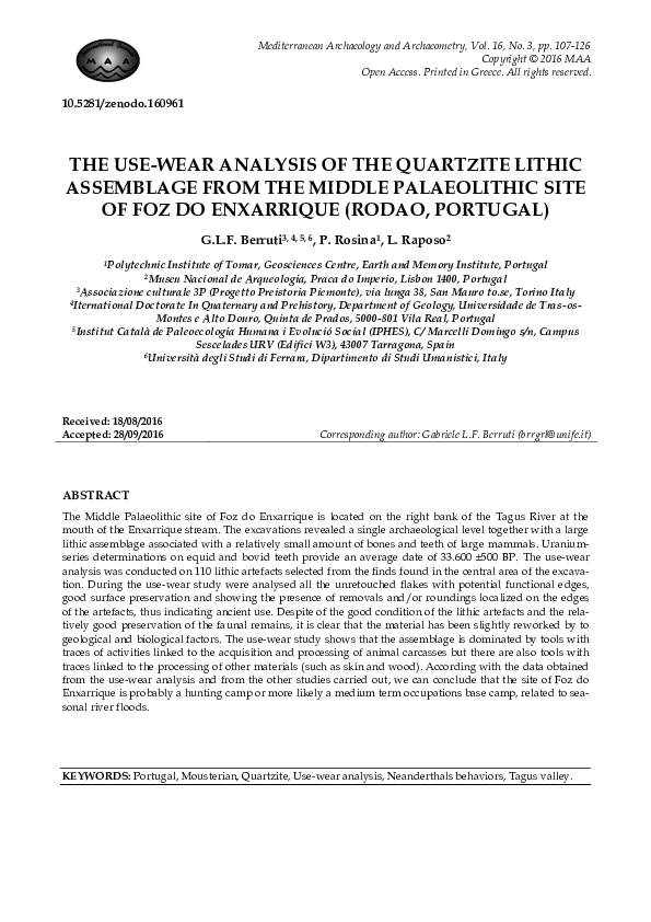 (PDF) THE USE-WEAR ANALYSIS OF THE QUARTZITE LITHIC ASSEMBLAGE FROM THE ...