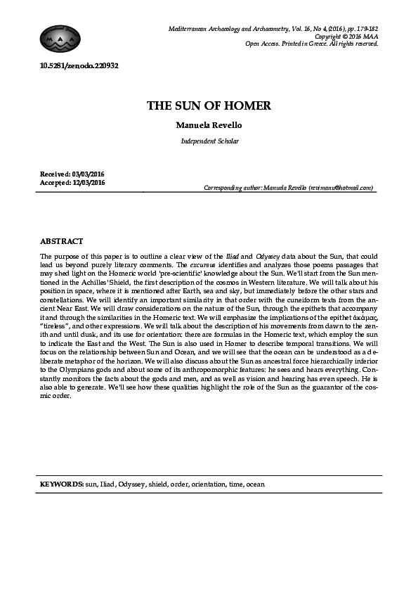 (PDF) THE SUN OF HOMER