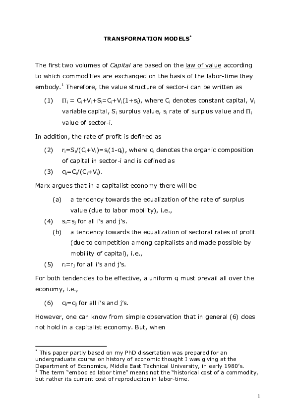 (PDF) TRANSFORMATION MODELS