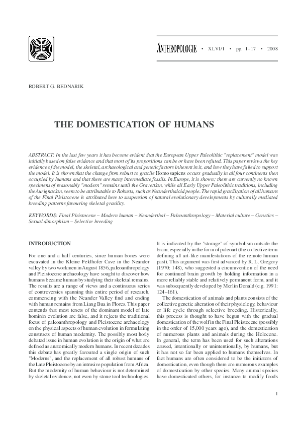 (PDF) The Domestication of humans