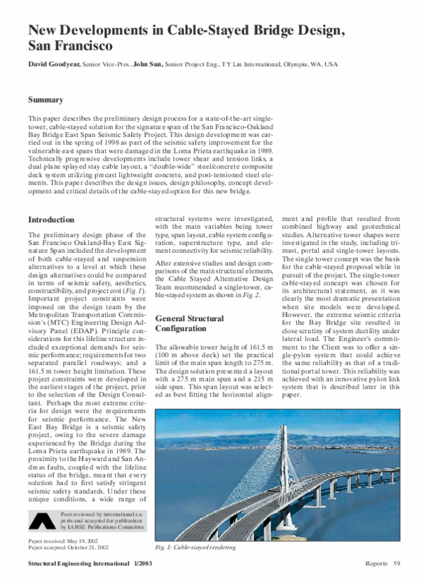 (PDF) New development in cable-stayed bridge design
