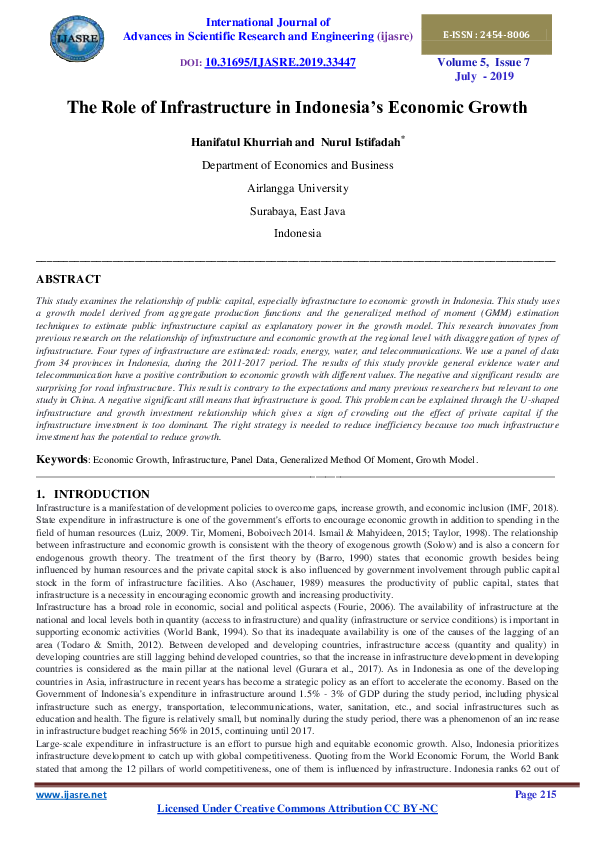 (PDF) The Role of Infrastructure in Indonesia's Economic Growth