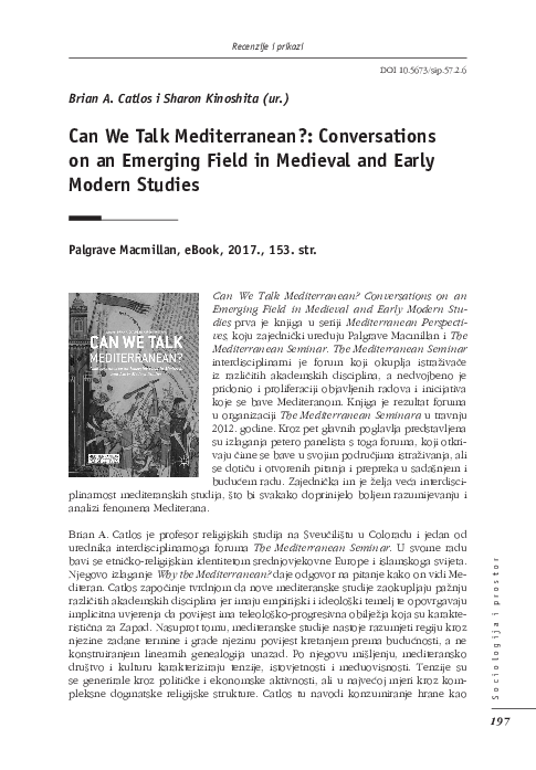 (PDF) Can We Talk Mediterranean?: Conversations on an Emerging Field in ...