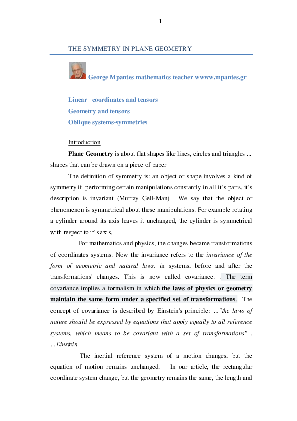 (PDF) the symmetry in plane geometry