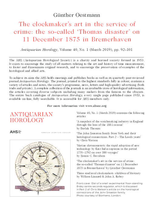 (PDF) “The clockmaker’s art in the service of crime: the so-called ...