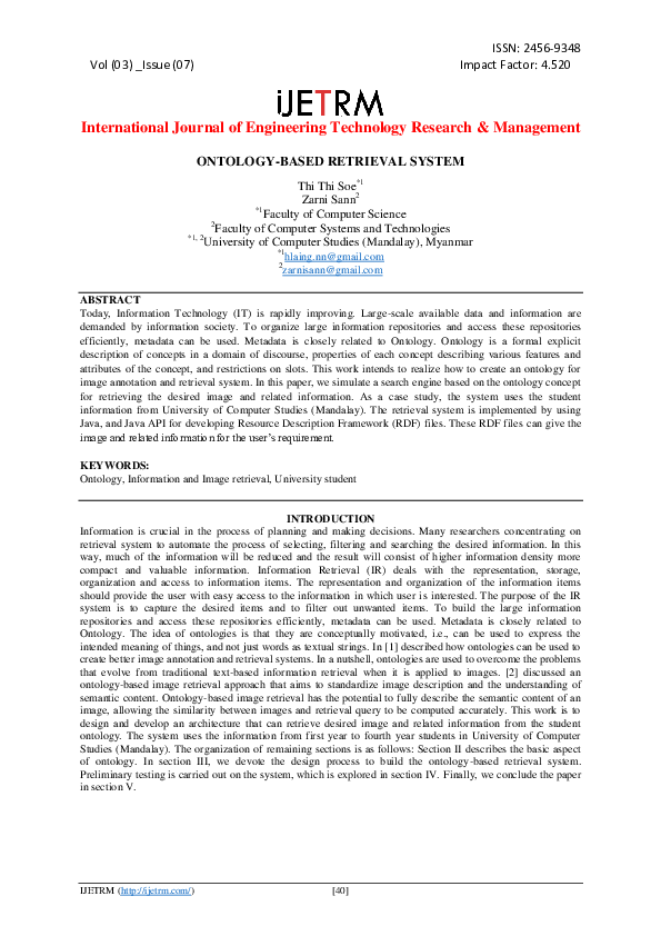(PDF) ONTOLOGY-BASED RETRIEVAL SYSTEM
