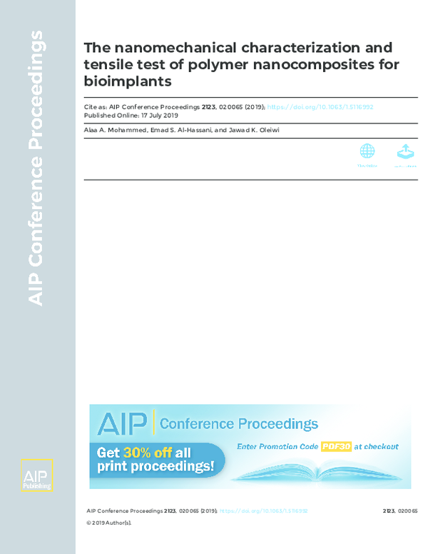 (PDF) The nanomechanical characterization and tensile test of polymer ...