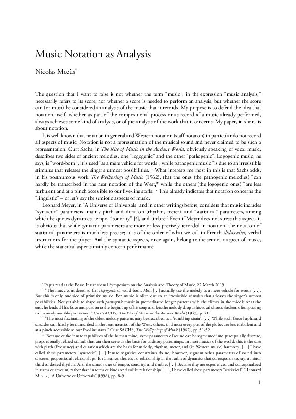 (PDF) Music Notation as Analysis