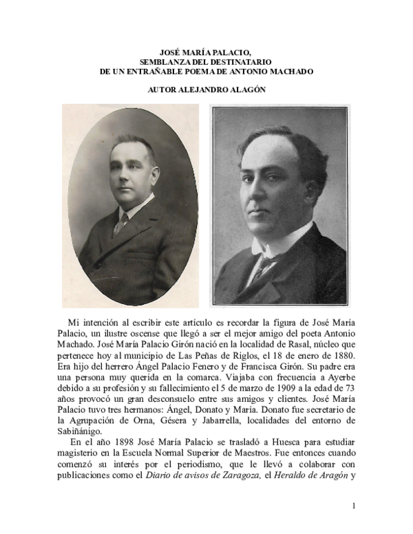 (DOC) JOSÉ MARÍA PALACIO, SEMBLANZA DEL DESTINATARIO
