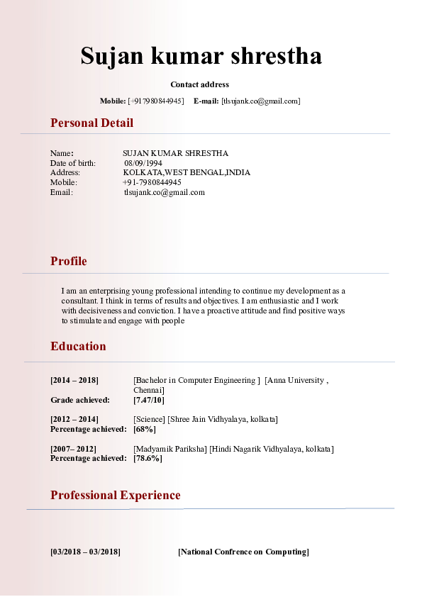 (PDF) Sujan kumar shrestha Personal Detail | sujan shrestha - Academia.edu