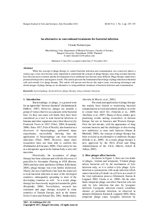 (PDF) An alternative to conventional treatments for bacterial infection