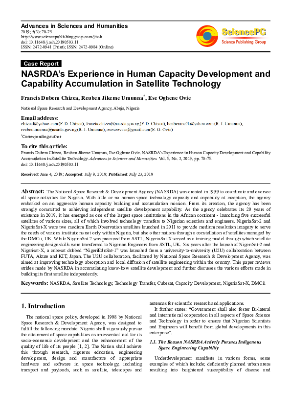 (PDF) NASRDA's Experience in Human Capacity Development and Capability ...