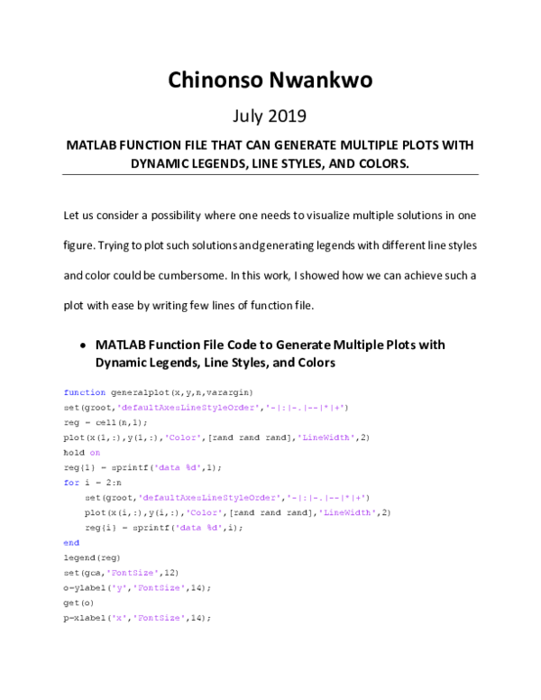 Pdf Matlab Function File Code For Generating Multiple Plots With Dynamic Legends Line Styles