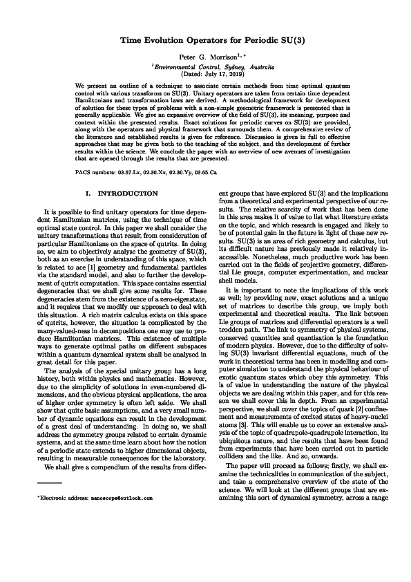 (PDF) Time Evolution Operators for Periodic SU(3)