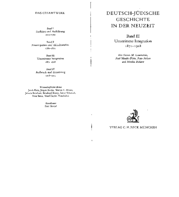 (PDF) *Deutsch-Jüdische Geschichte in der Neuzeit, vol. 3: Umstrittene ...