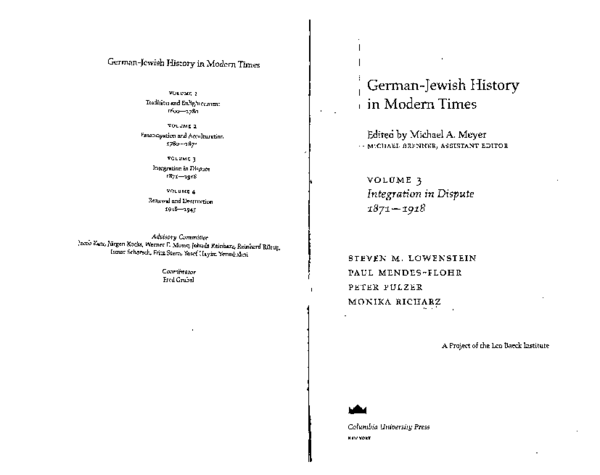 (PDF) *German-Jewish History in Modern Times, vol. 3: Integration in ...