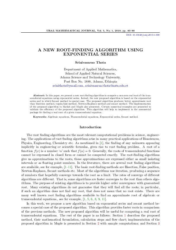 (PDF) A New Root-Finding Algorithm Using Exponential Series