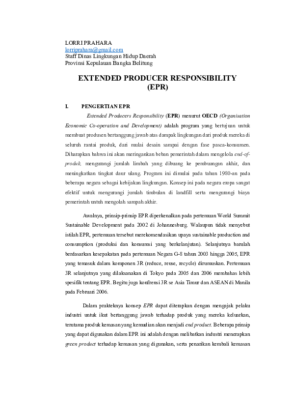 (PDF) Penerapan EPR di Indonesia- Review