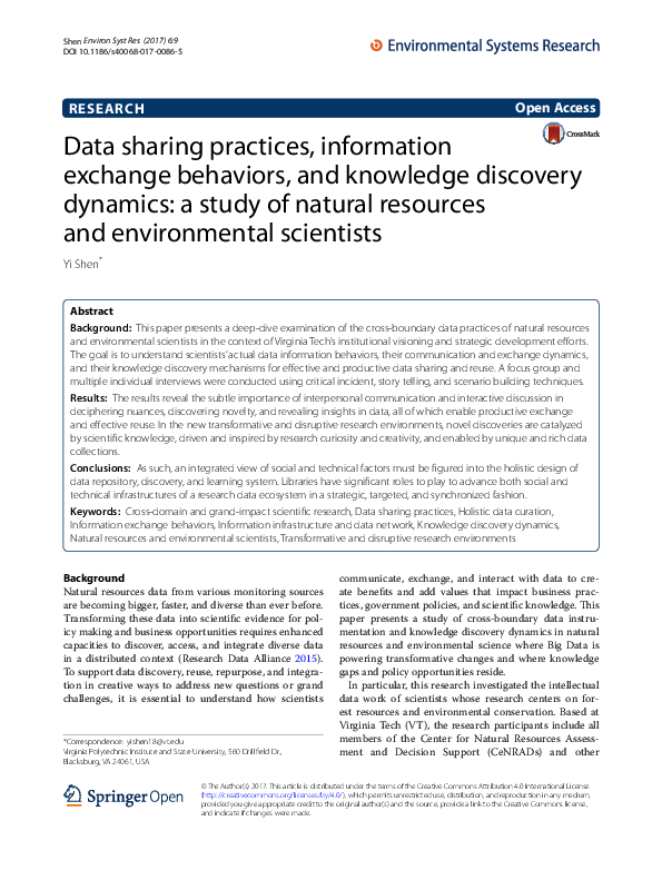 (PDF) Data Sharing Practices, Information Exchange Behaviors, and Knowledge Discovery Dynamics ...