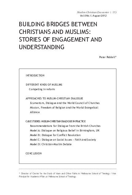 (PDF) Building Bridges between Christians and Muslims: Stories of ...