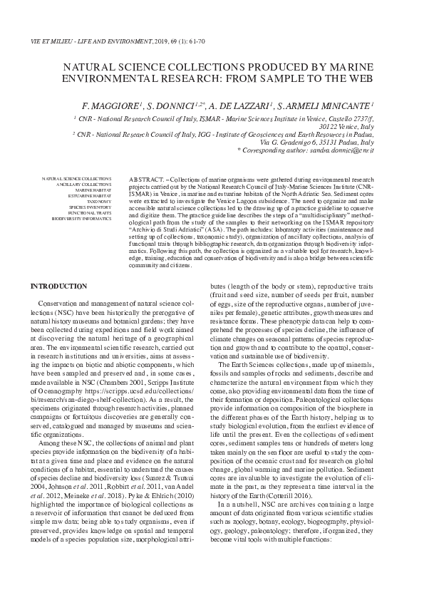 (PDF) Natural science collections produced by marine environmental ...