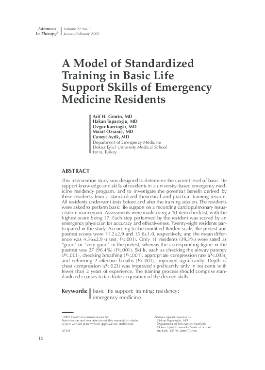 (PDF) A Model of Standardized Training in Basic Life Support Skills of ...