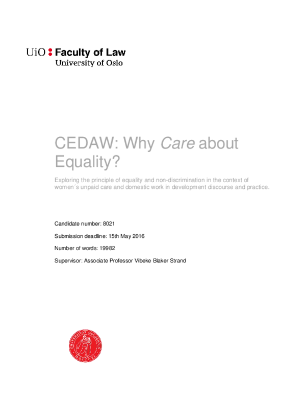 (PDF) CEDAW: Why Care about Equality? Exploring the principle of ...