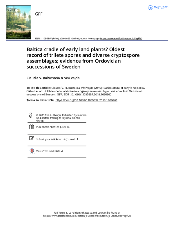 (PDF) Baltica cradle of early land plants? Oldest record of trilete ...