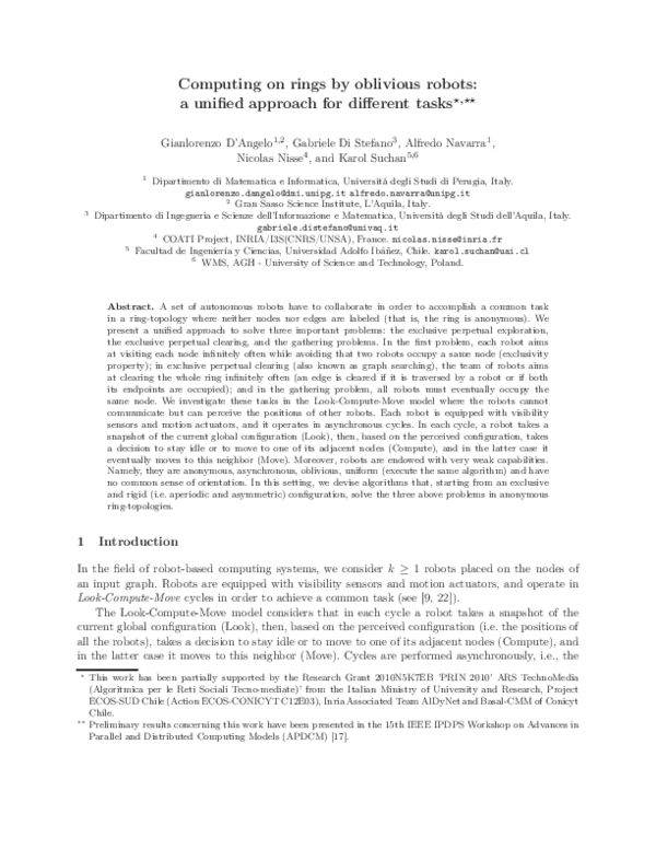 (PDF) Computing on Rings by Oblivious Robots: A Unified Approach for ...