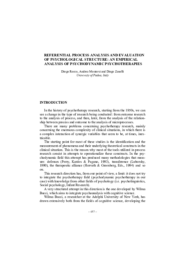 (PDF) Referential process analysis and evaluation of psychological ...