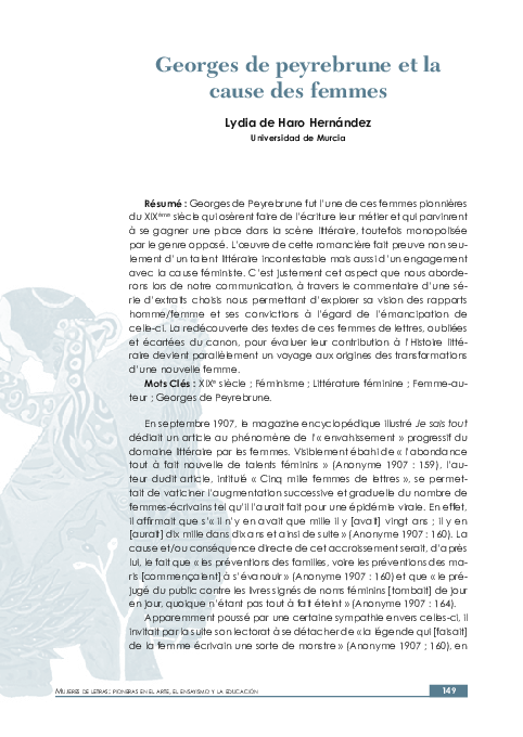 (PDF) Georges de peyrebrune et la cause des femmes