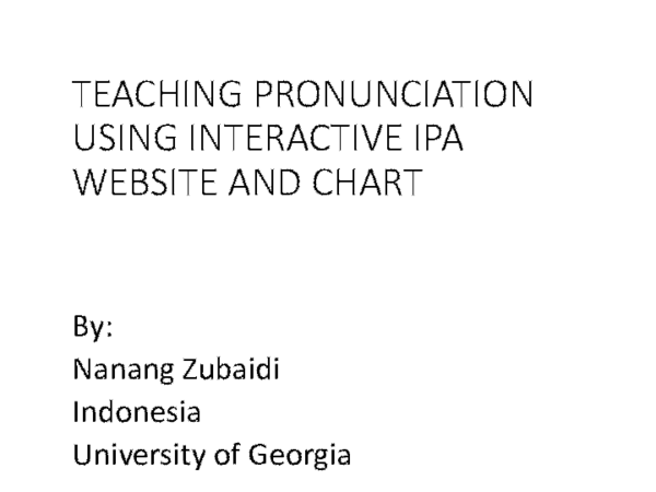 (PDF) Teaching Pronunciation Using Interactive IPA Website And Chart