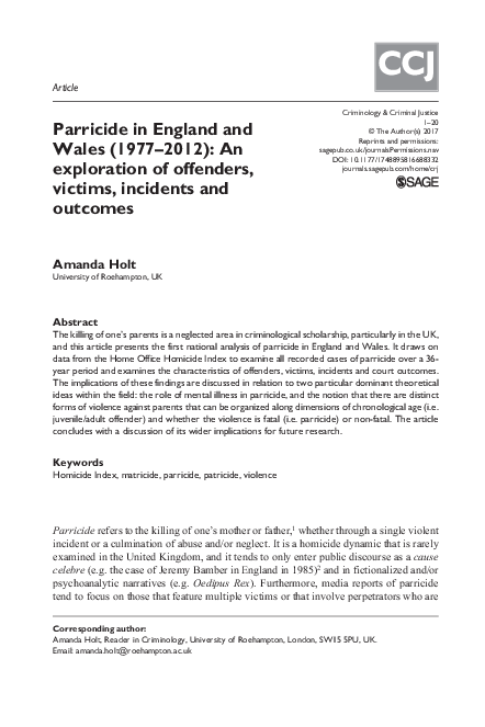 (PDF) Parricide in England and Wales (1977-2012): An exploration of ...