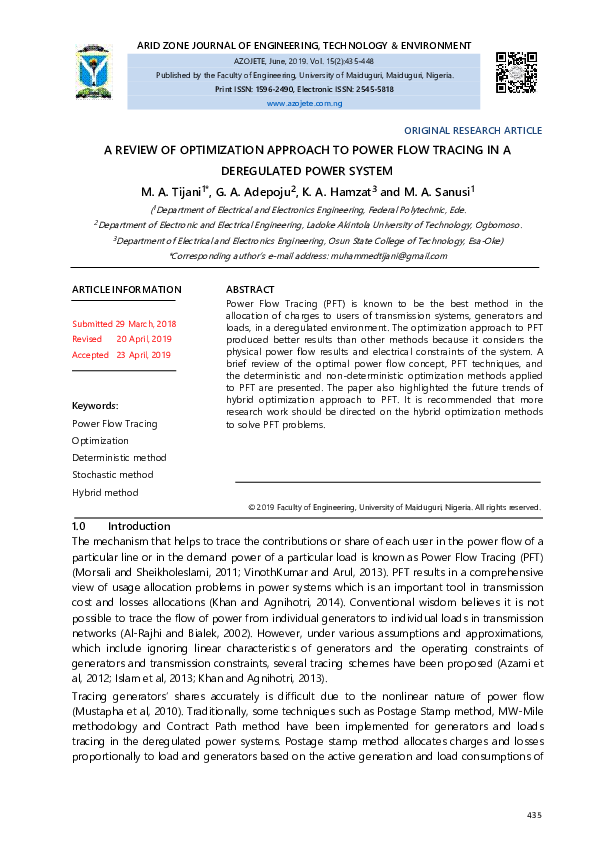 Pdf A Review Of Optimization Approach To Power Flow Tracing In A