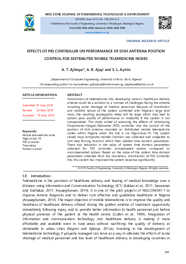 Pdf Antenna Azimuth Position Control System Using Pid Controller And State Feedback Controller