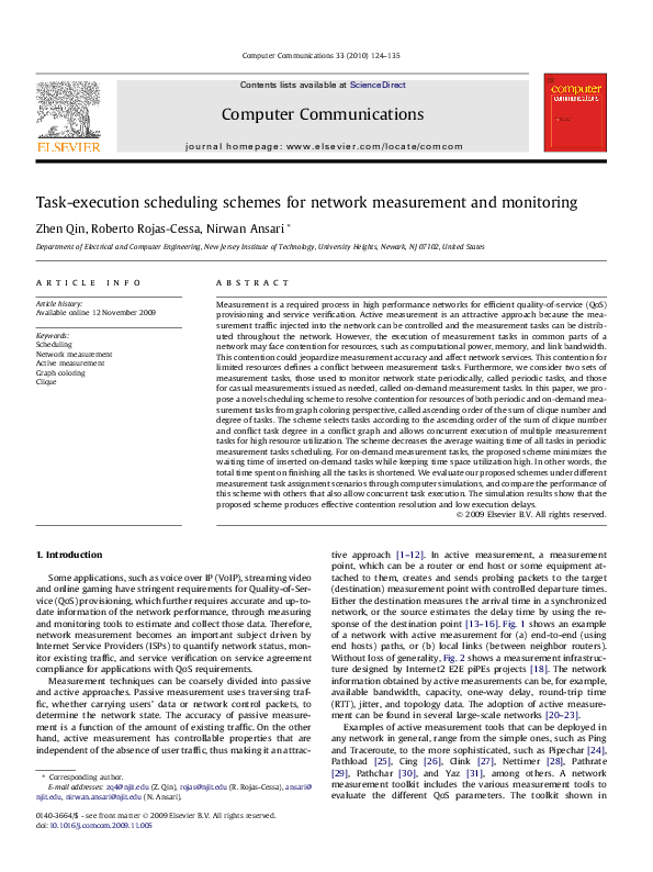 Pdf Task Execution Scheduling Schemes For Network Measurement And