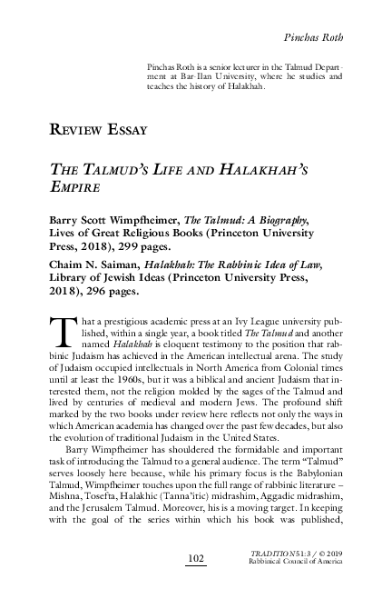 (PDF) Halakhah: The Rabbinic Idea of Law