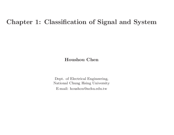 (PDF) Chapter 1: Classification of Signal and System