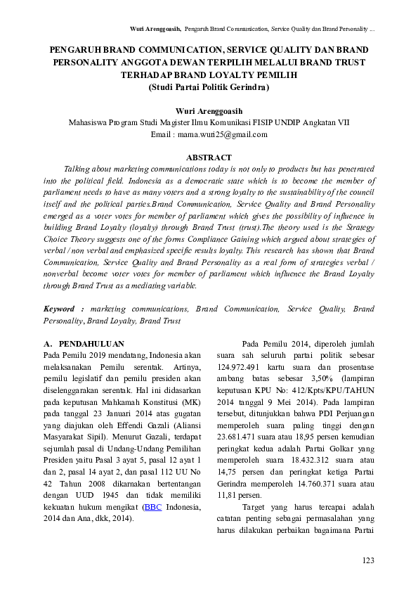 (PDF) PENGARUH BRAND COMMUNICATION, SERVICE QUALITY DAN BRAND PERSONALITY ANGGOTA DEWAN TERPILIH ...