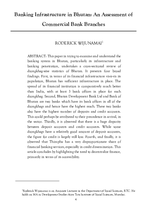 (PDF) Banking Infrastructure in Bhutan: An Assessment of Commercial ...