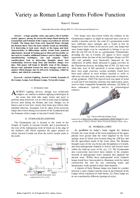 (PDF) Variety as Roman Lamp Forms Follow Function