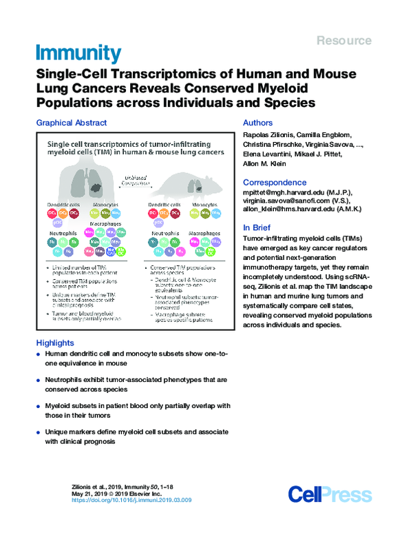(PDF) Single-Cell Transcriptomics of Human and Mouse Lung Cancers ...