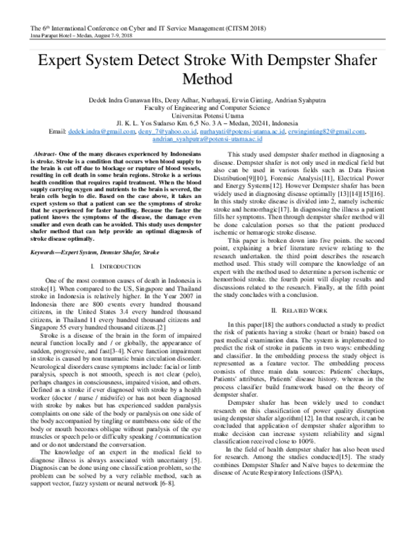 (PDF) Expert System Detect Stroke With Dempster Shafer Method (PDF) Expert System Detect Stroke With Dempster Shafer Method