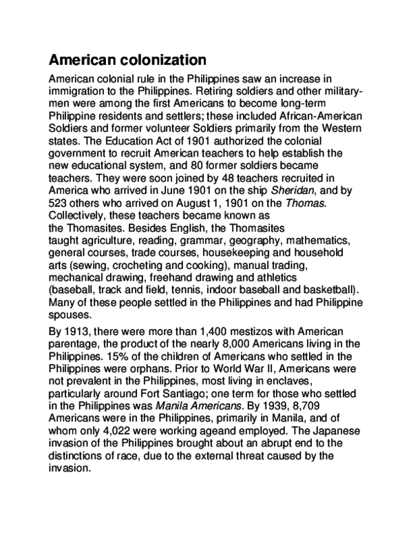 (DOC) American colonization