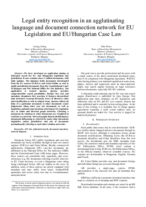 (PDF) Legal entity recognition in an agglutinating language and ...