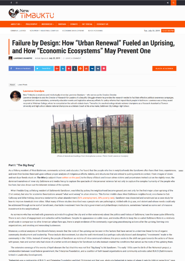 (PDF) Failure by Design: How “Urban Renewal” Fueled an Uprising, and ...