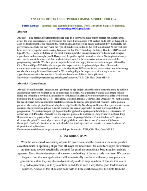 Doc Analysis Of Parallel Programming Models For C 0894